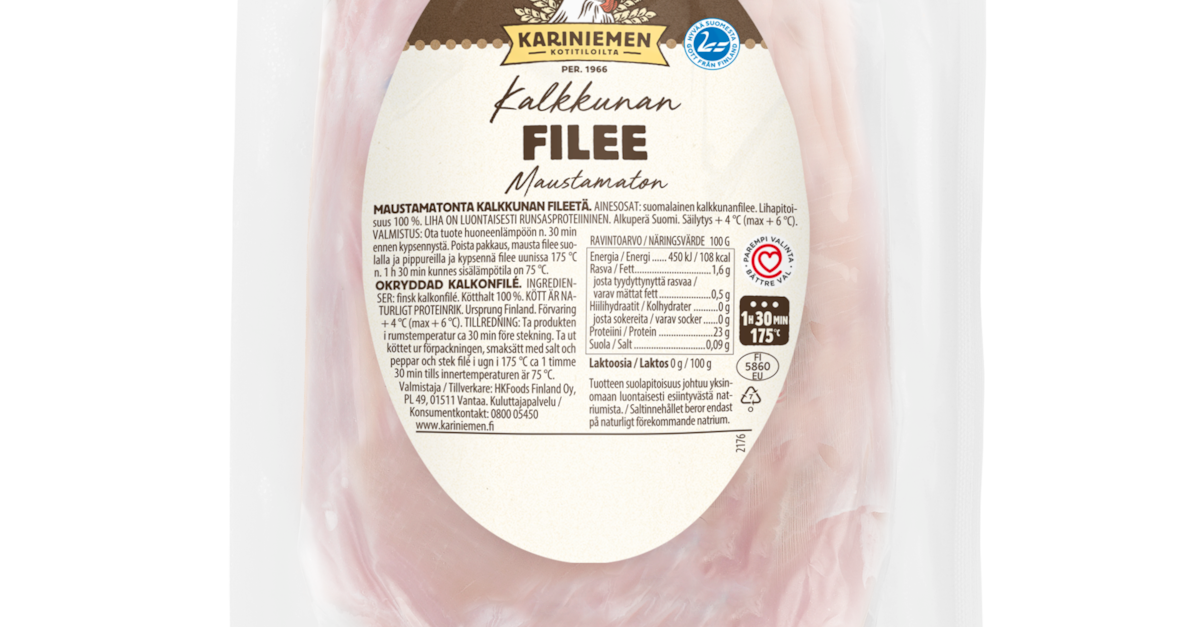 Kariniemen Kalkkunan filee, maustamaton (2176)
